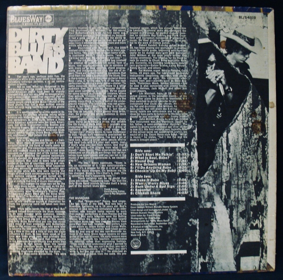 DIRTY BLUES BAND: "Self Titled" A Great Blues Album~BLUESWAY #BL-6010 ...