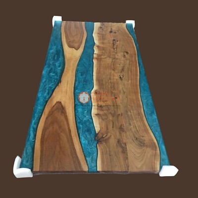 Turquoise Epoxy Resin Buffet Dining Table Farmhouse Epoxy Table Hallway ...
