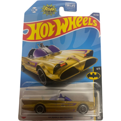 Golden DC Hot Wheels car Batman TV Series Batmobile 4/5 #131 Gold NEW ...