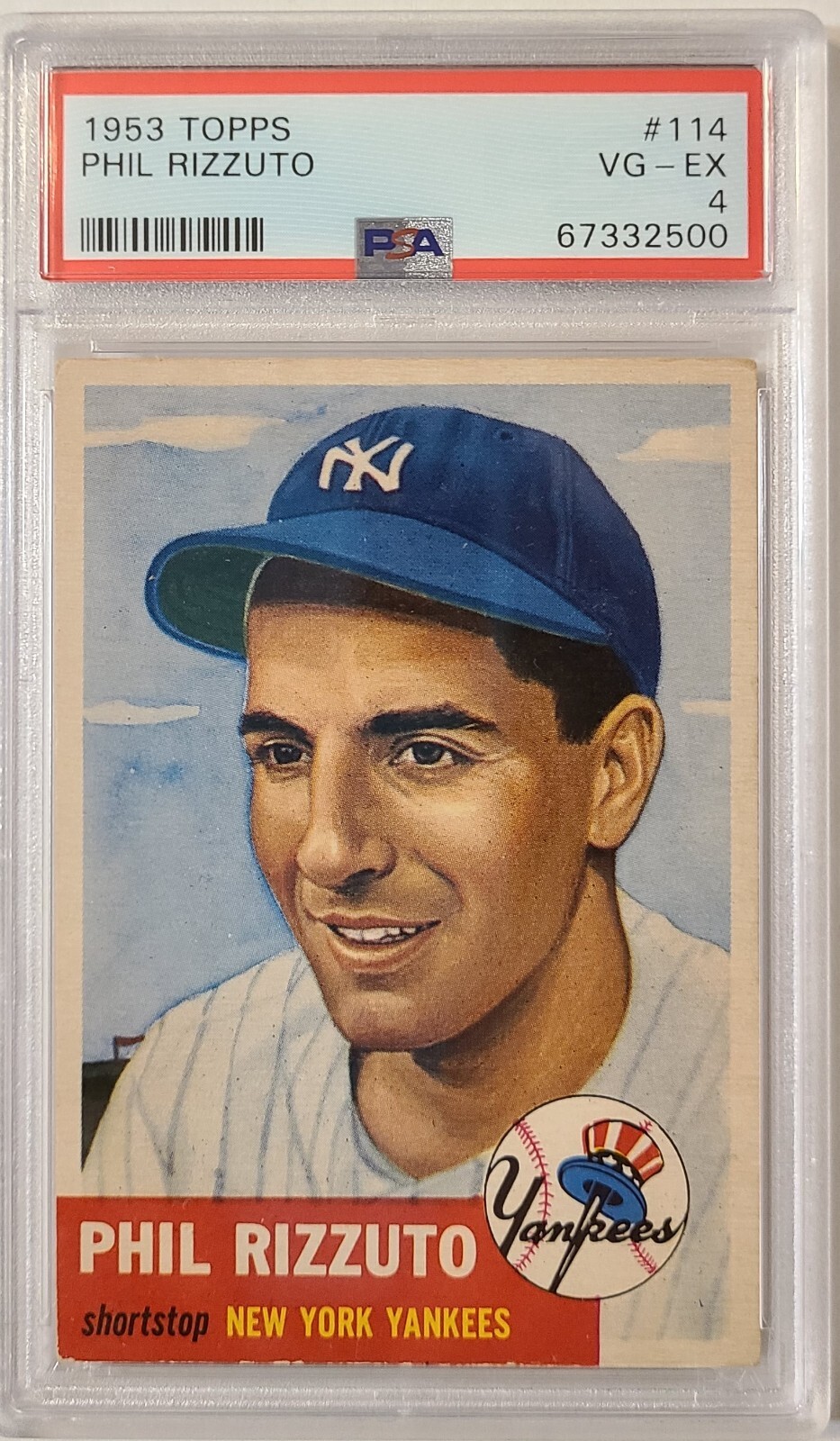 1953 TOPPS # 114 NEW YORK YANKEES SHORTSTOP PHIL RIZZUTO CENTERED VG-EX ...