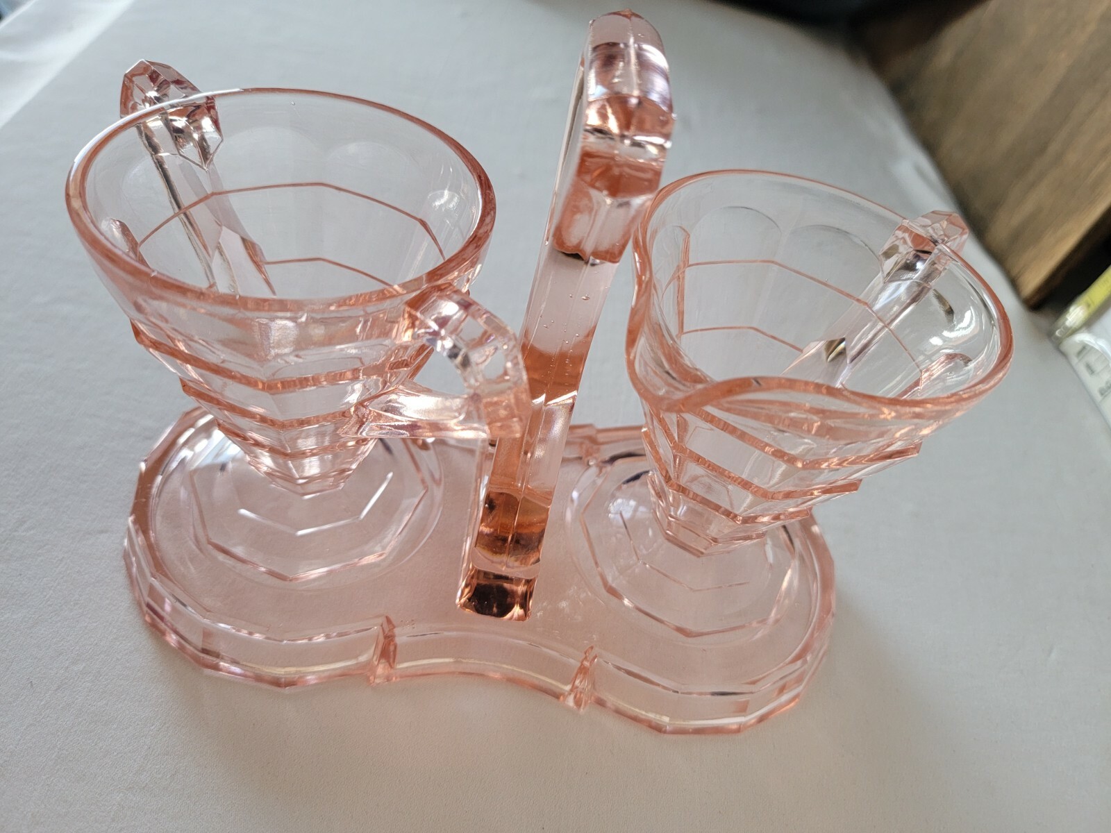Pink Depression Cream & Sugar w/ Tray SET Indiana Glass Tea Room ...