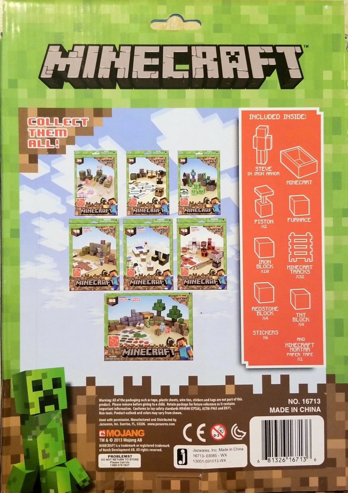 Jazwares 16713 Minecraft Papercraft 48 Piece Minecart Set for sale ...
