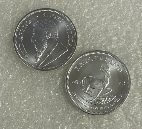 Lot of 2 Silver 2023 South Africa Silver Krugerrand 1 oz 1 Rand coins ...