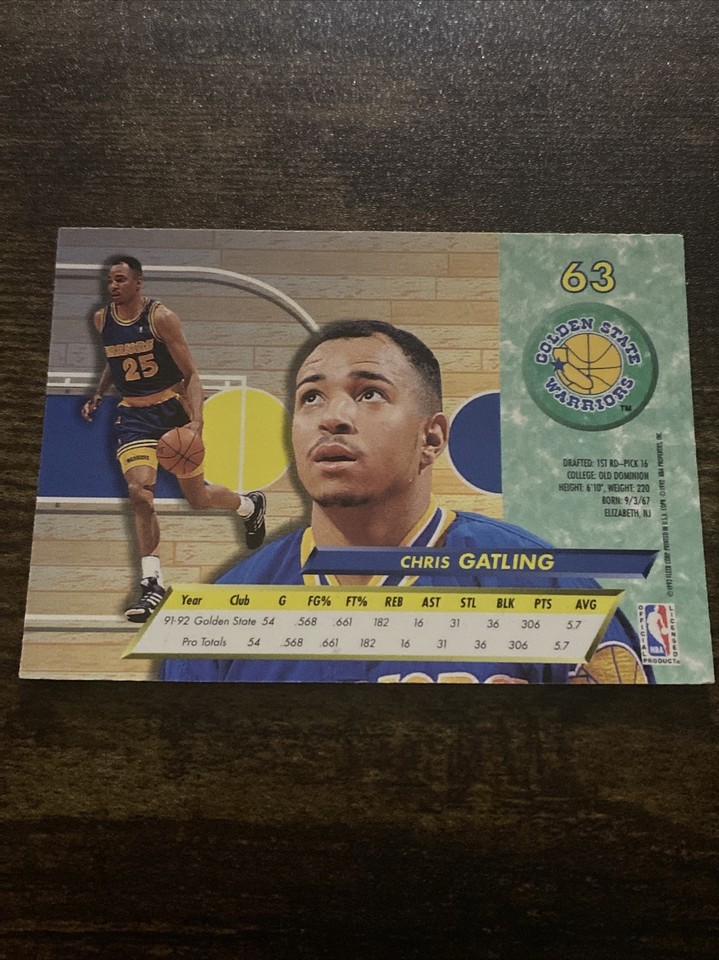 1992-93 Fleer Ultra Chris Gatling Golden State Warriors #63 L7812* | eBay