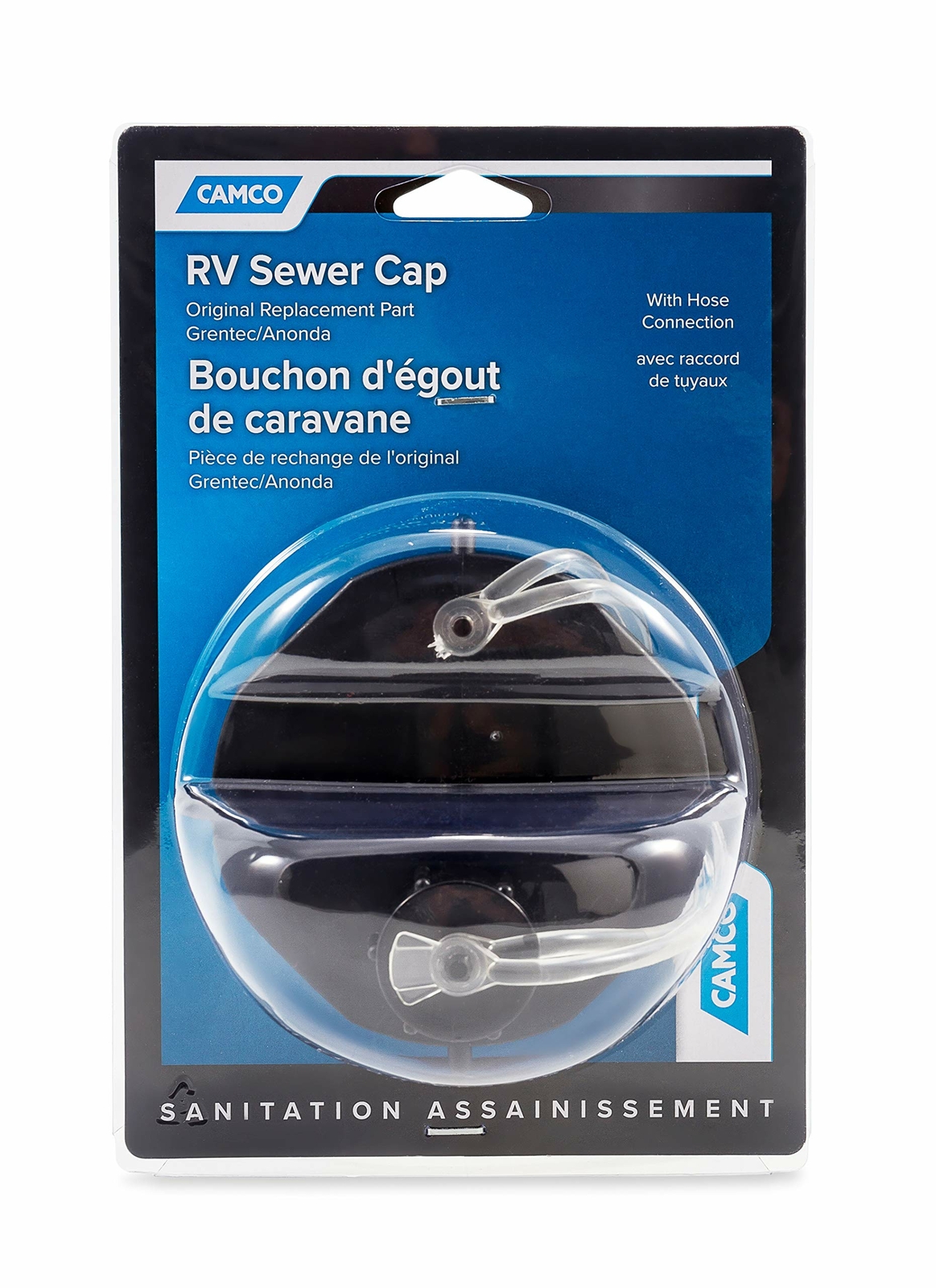 Camco Durable Sewer Cap with Hose Connection- Caps the Sewer Connection ...