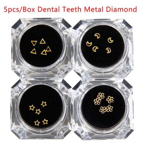 5pcs Dental Metal Tooth Jewelry Ornament With Box Teeth Gem Beauty Diam ...