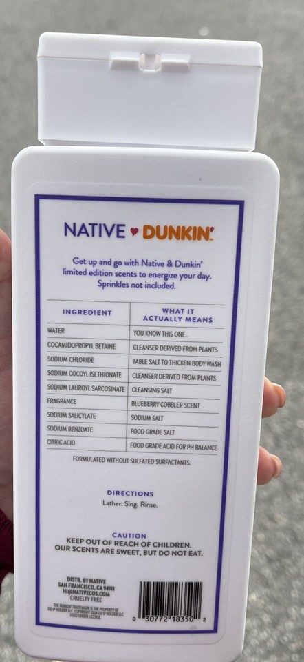 Native Dunkin' Body Wash for Women and Men, Sulfate Free, Blueberry ...