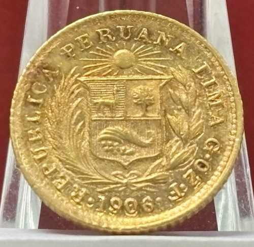 1906 Peru 1/5 de Libra gold coin .917 fine .0471 toz AGW #72179 | eBay