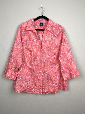 Basic Editions 3/4 Sleeve Floral Print Blouse Size 2X | eBay