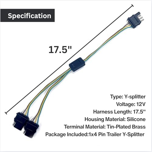 Universal 4 Way Flat Y-Splitter Plug Adapter Trailer Lights and LED ...