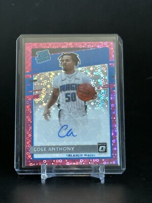 2020-21 Panini Donruss Optic Cole Anthony Pink Disco Rated Rookie Auto ...