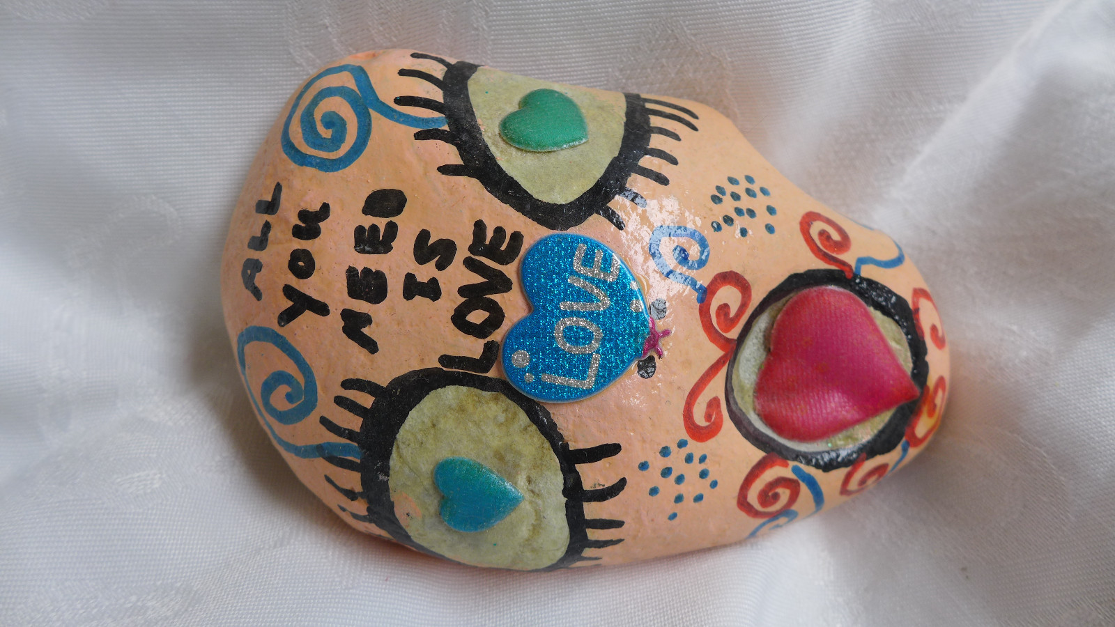 ARTIST HANDMADE PAINTED NATURAL ISRAELI STONE ALL YOU NEED IS ...