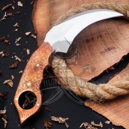 Handmade Forged Karambit Hunter Knife, Damascus Blade,horn & Brass ...