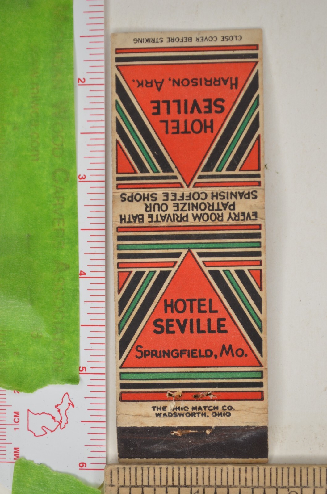 Vintage Matchbook Cover Hotel Seville Springfield Missouri Harrison ...