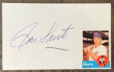 RON SANTO SIGNED 3"X5" INDEX CARD CHICAGO CUBS MLB AUTO AUTOGRAPH D ...