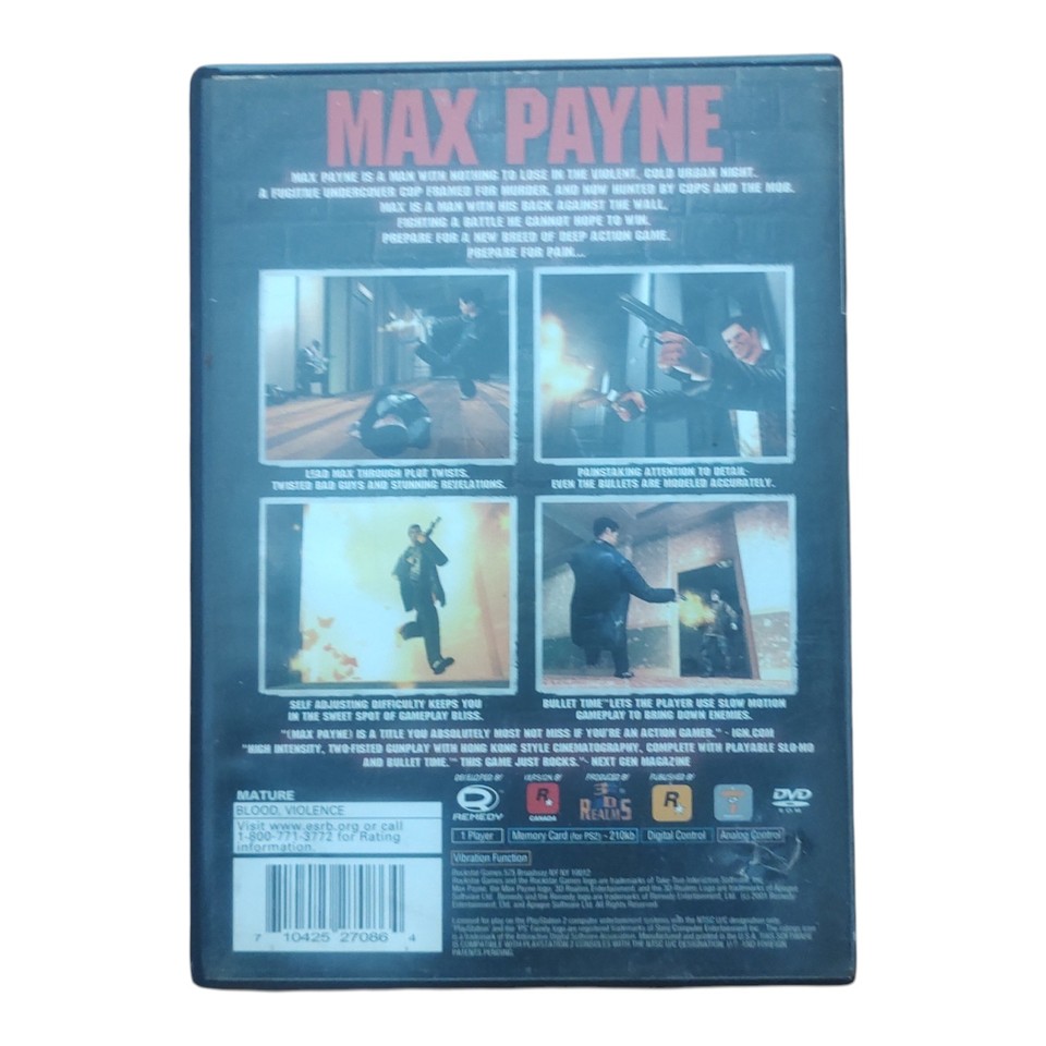 Max Payne PS2 CIB Sony PlayStation 2 2001 Black Label Complete with ...