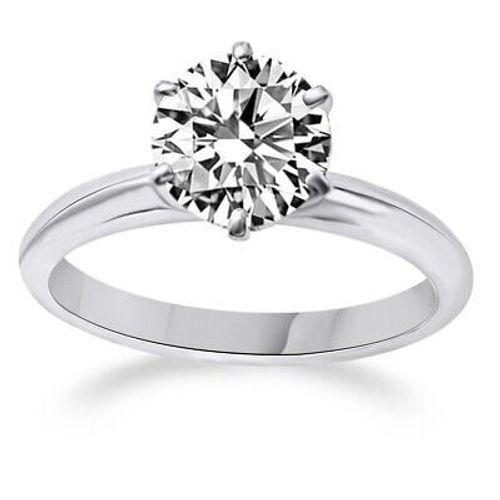 1Ct Simulated Diamond Solitaire Wedding Ring Real 18K White Gold Plated ...