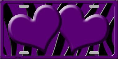 Purple Black Zebra Purple Centered Hearts Novelty License Plate Tag ...