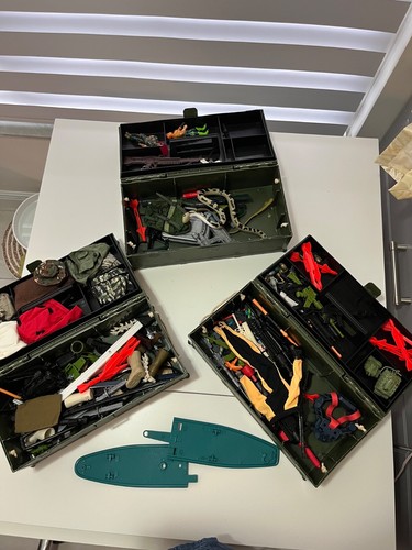 3- Vintage G.I. Joe Footlocker with Insert Tray & GI Joe accessories ...