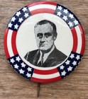 Franklin Roosevelt 1 3/4” Pinback Button 1940’s 48 Stars for 48 States ...
