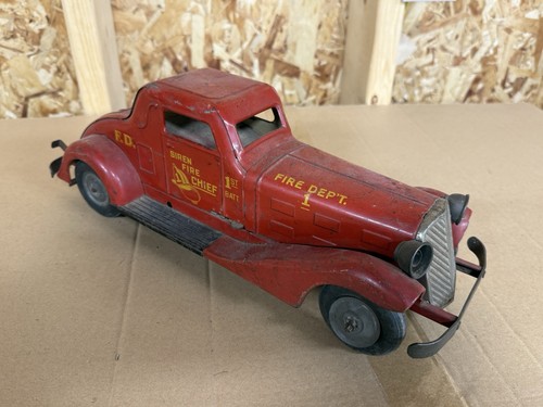 Vintage Louis Marx & Co Siren Fire Chief Car 1st Batt 1930's Pressed ...