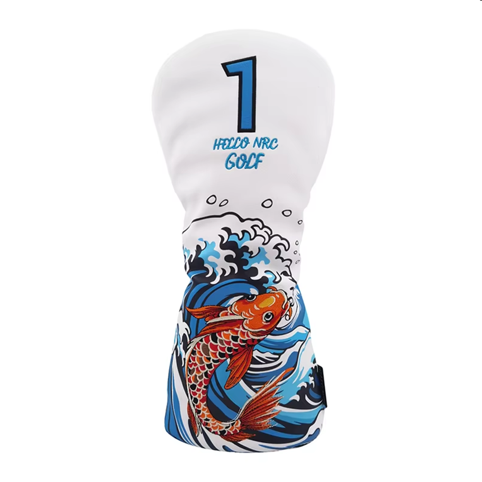 Lucky Koi Fish Golf Head Cover FIt Driver Fairway Wood Hybrid Club Head ...