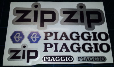Piaggio ZIP Printed Decals / Stickers set/Kit Black Blue Silver | eBay UK
