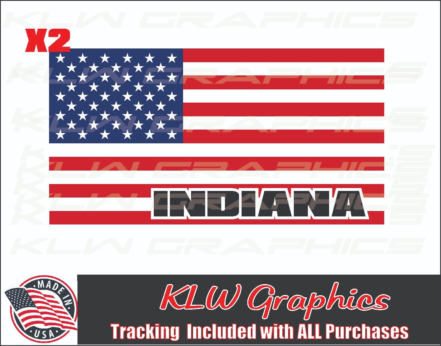 Indiana Decal Sticker United States Flas US America Car Truck Home ...