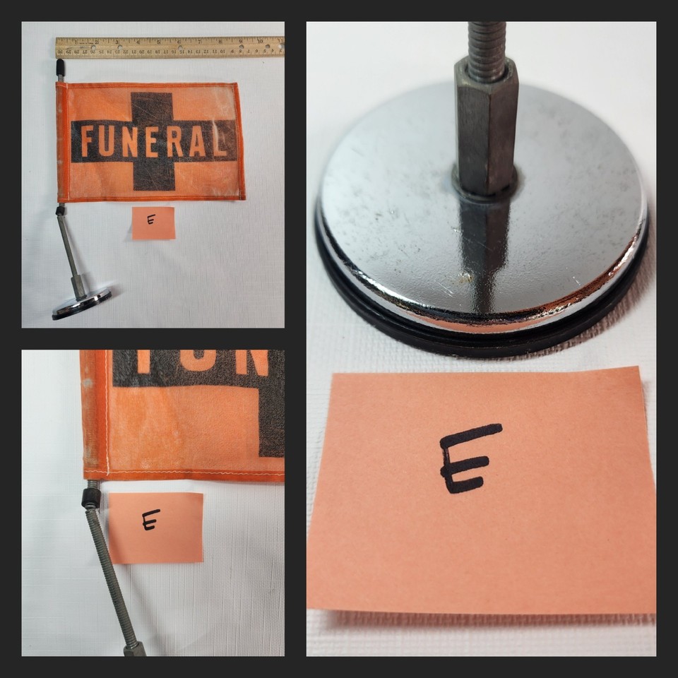 Vintage Funeral Home Car Procession Flag w/ Magnetic Base Macabre ...