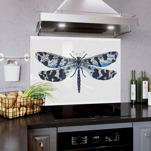 Glass Splashback Kitchen Tile Cooker Panel ANY SIZE Animals Butterfly ...