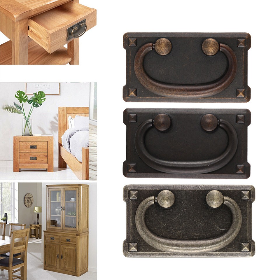 4Pcs Bedside Table Drawer Cabinet Pull Handles Rectangle Antique ...