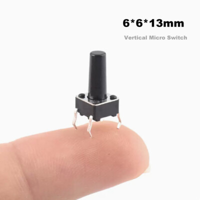 Push Button Momentary Vertical Straight Insertion 6X6X13mm 4 Pins Micro ...