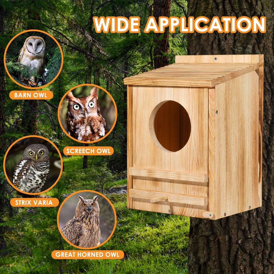 Barn Owl House, Owl Nesting Box for Outside, Wooden Screech Owls ...