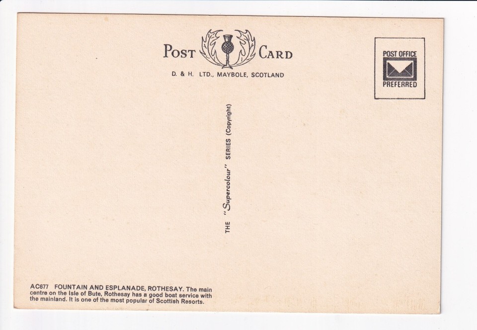 Vintage Postcard Continental Fountain and Esplanade Rothesay Maybole Scotland | eBay