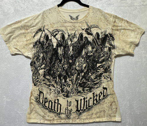 Vintage Y2K Cyber Grunge Goth Affliction Style AOP Mens XL Death To The ...