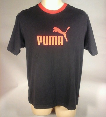 PUMA ringer top RETRO sport athletic mens t-shirt blue orange w Cat ...