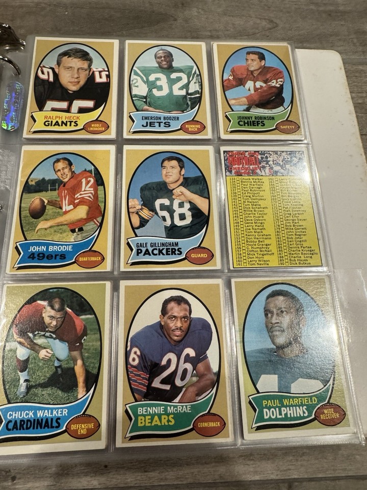 1970 TOPPS FOOTBALL COMPLETE SET 1-263 EX CARDS BINDER & PAGES OJ ...