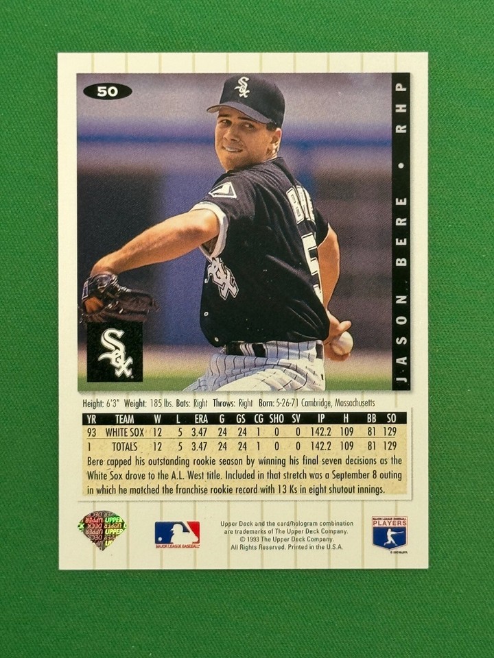 1994 Upper Deck Collector's Choice #50 Jason Bere Silver Signature ...
