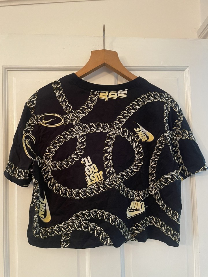 Nike Chain Link Cropped Tee Shirt Black/yellow Size M Gold chain womens ...