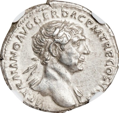 NGC Ch XF Trajan Caesar 98-117 AD Roman Empire AR Silver Denarius Coin ...