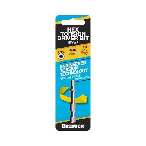 Pack of 5 Bremick Torsion 5mm x 50mm HX5 Hex Power Driver Bit TDBTN05050C | eBay Australia