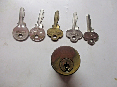 Mortise Cylinder Solid Brass 5 Keys: Bore 1-1/8'' (29mm) Depth 1-3/8 ...