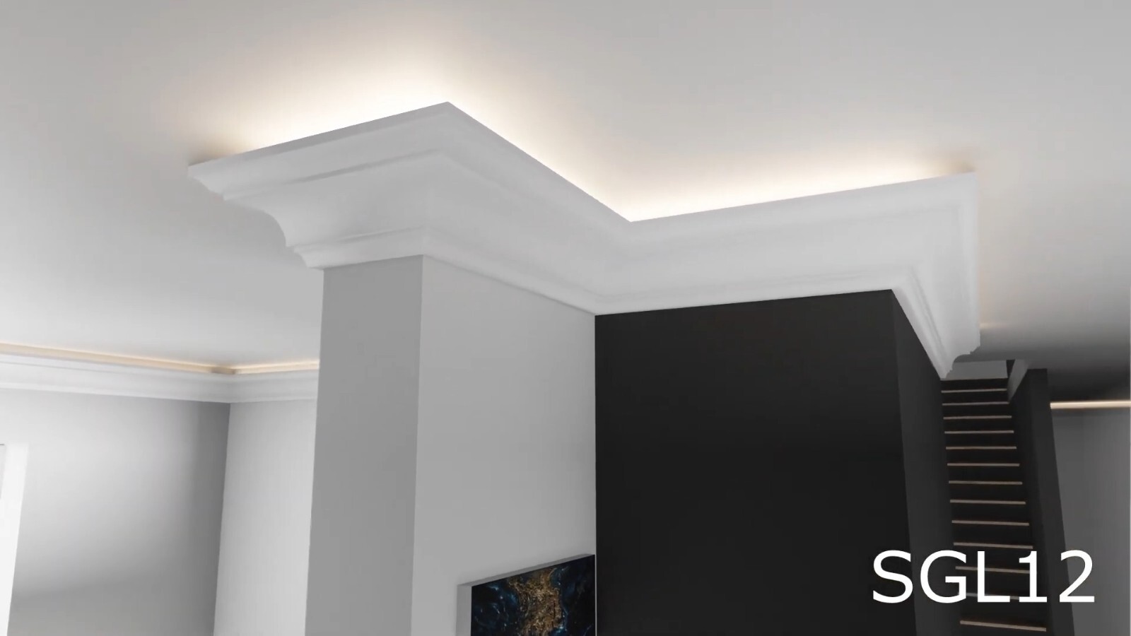 PLASTER COATED COVING moulding Uplight LED cornice SGL12 90mm x 90mm ...