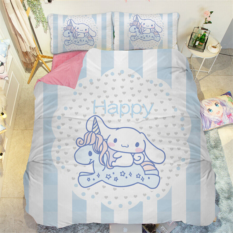 Cinnamoroll Cartoon Duvet Cover Bed Sheet Pillowcase Set for Twin Queen ...