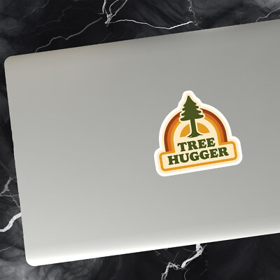 2x Funny Tree Hugger Hippy - Custom Cut Fridge Laptop Stickers- Free ...