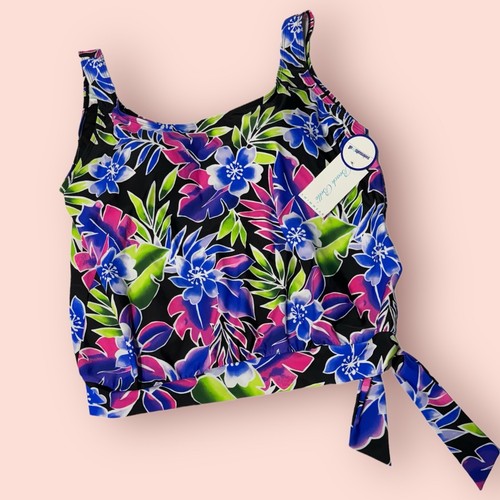 NEW! Swimsuits For All Beach Belle Womens Tankini Top Floral Side Tie ...