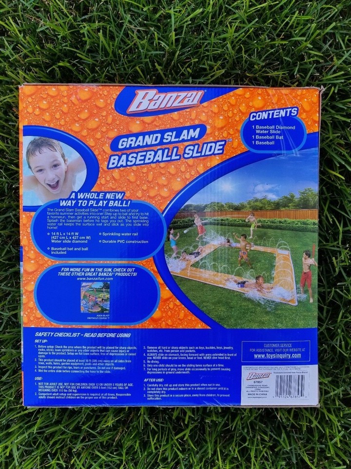 Banzai Baseball Home Run Splash Diamond Water Slip Slide Grand Slam w ...