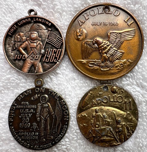 NASA Apollo 11 Pendant / Hanger Lot - 4 Medals Including Balfour High ...