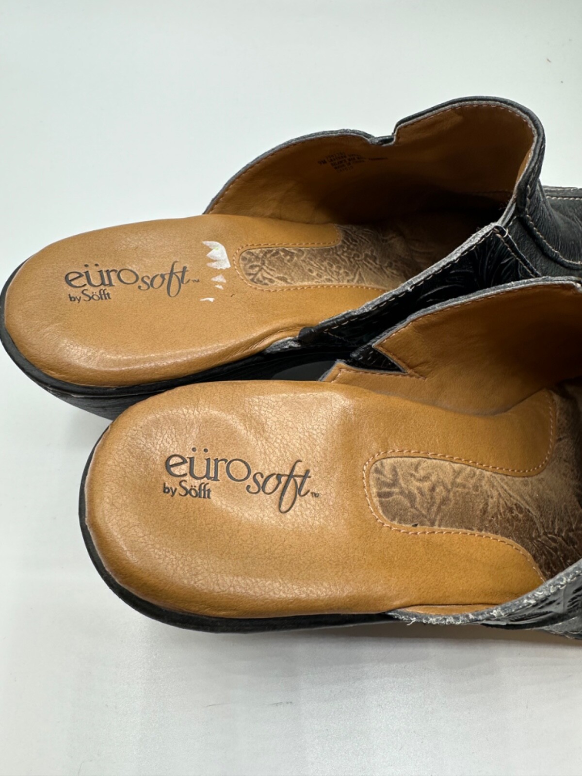 Eurosoft by Sofft Sacha Black Leather Mule Clogs Size… - Gem