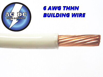 THHN 6 AWG GAUGE WHITE NYLON PVC STRANDED COPPER BUILDING WIRE 200' | eBay